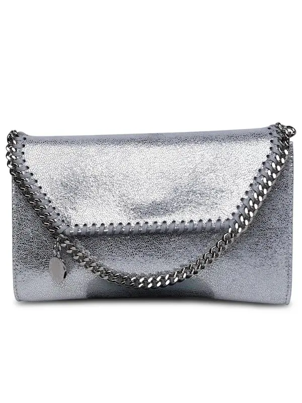 Stella McCartney Metallic Textured Flap Shoulder Bag - Silver