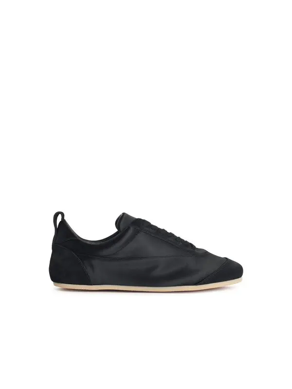 JIL SANDER Satin Sneakers With Suede Trim - Black