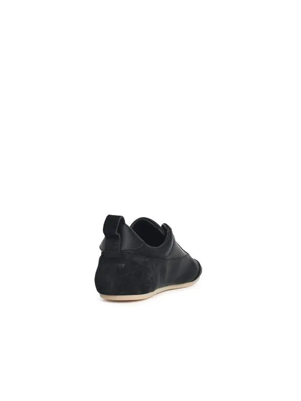 JIL SANDER Satin Sneakers With Suede Trim - Black