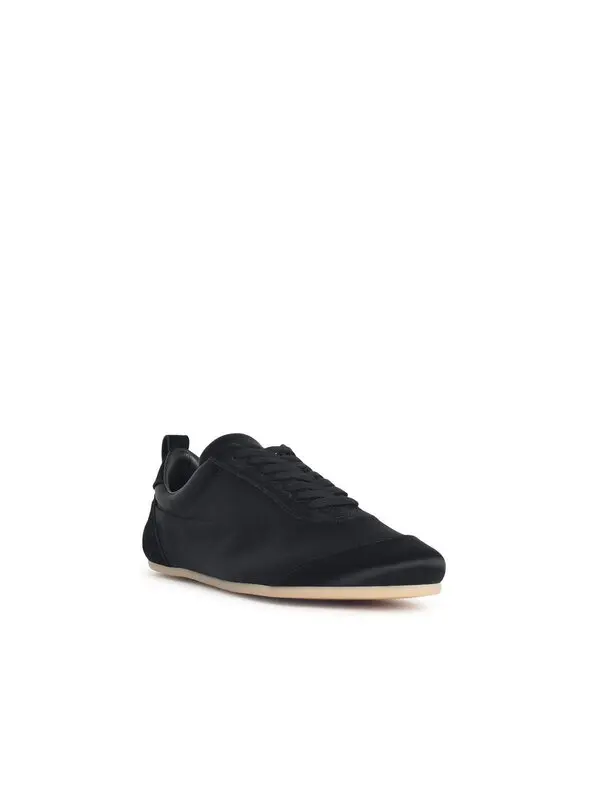 JIL SANDER Satin Sneakers With Suede Trim - Black