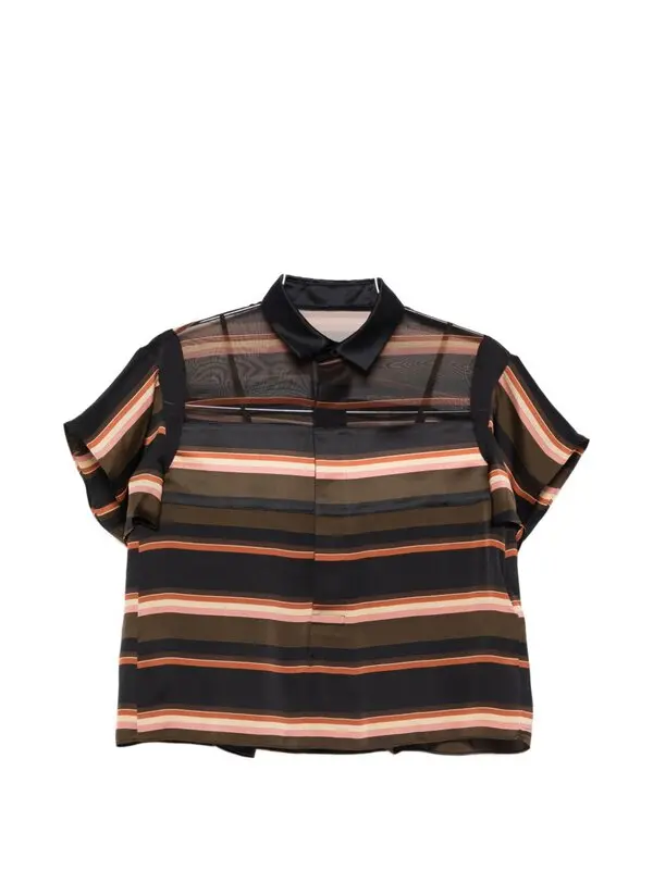 Sacai Striped Sheer Panel Polo Shirt - Multicolor