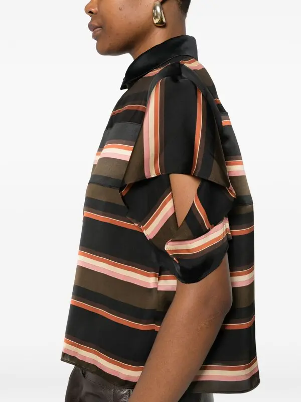 Sacai Striped Sheer Panel Polo Shirt - Multicolor
