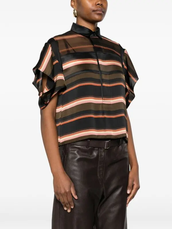 Sacai Striped Sheer Panel Polo Shirt - Multicolor