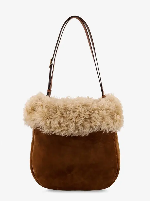 Saint Laurent Suede Shoulder Bag With Shearling Profile - Multicolor