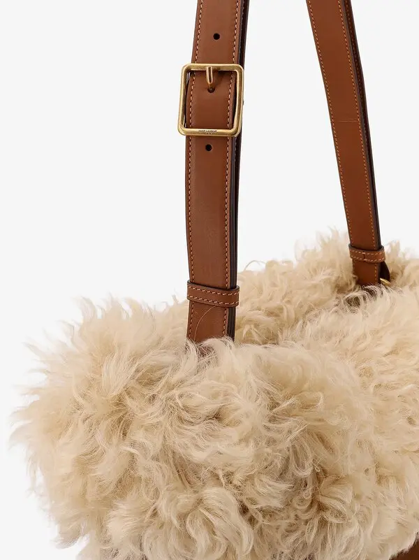 Saint Laurent Suede Shoulder Bag With Shearling Profile - Multicolor
