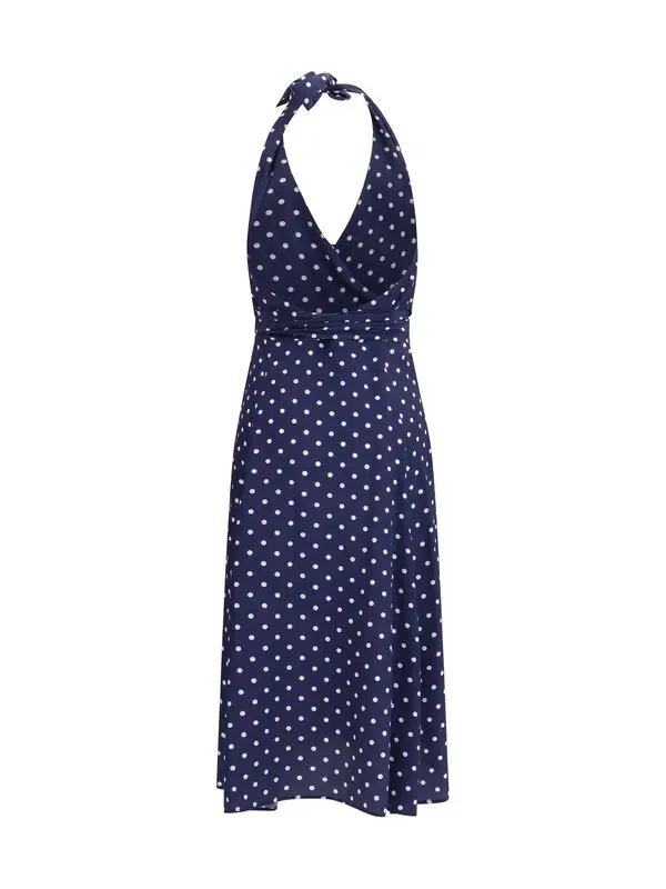 P.a.r.o.s.h Polka-dot Silk Halter Neck Dress