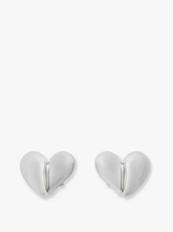 Bottega Veneta Sterling Double Drop Heart Earrings - Silver