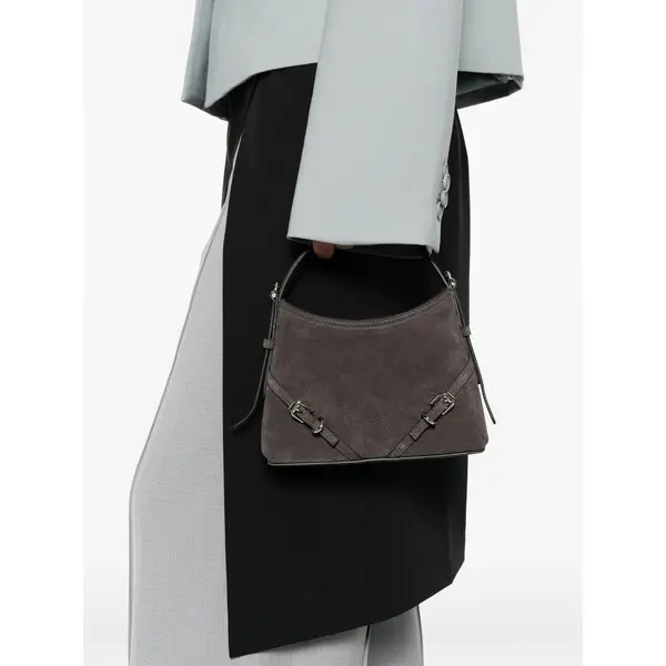 Givenchy Grey Suede Mini Bag With Buckle Detail