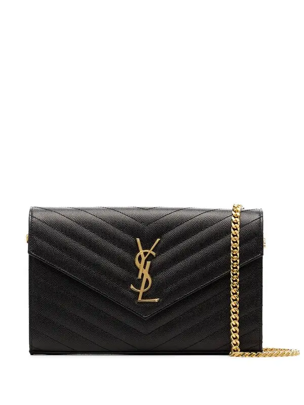 Saint Laurent Cassandre Leather Wallet On Chain - Multicolor