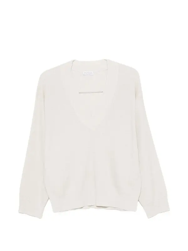 Brunello Cucinelli Cotton V-neck Sweater - Multicolor
