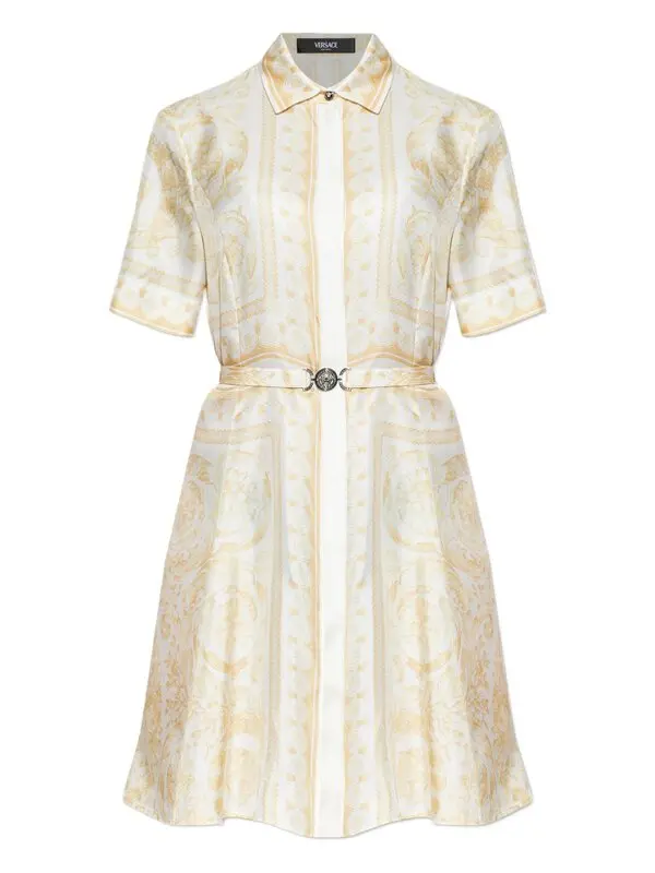 Versace Barocco Print Silk Shirtdress - Multicolor