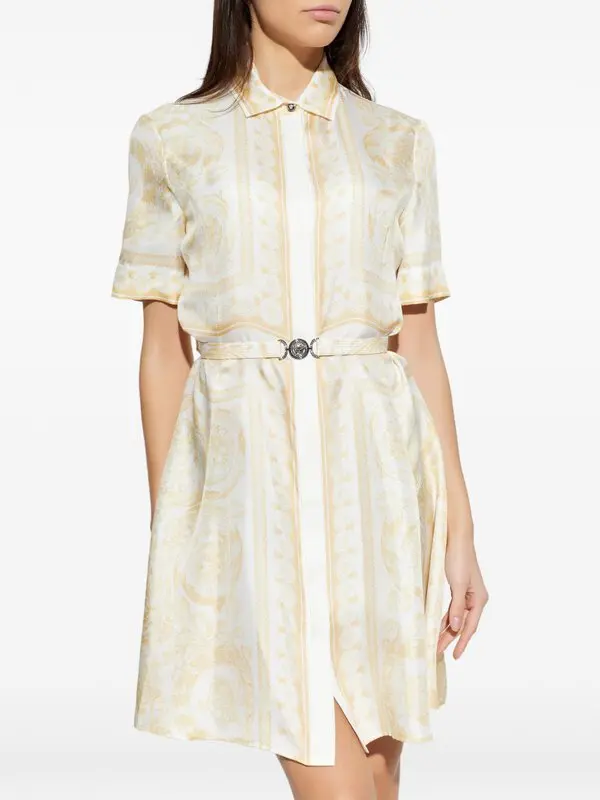 Versace Barocco Print Silk Shirtdress - Multicolor