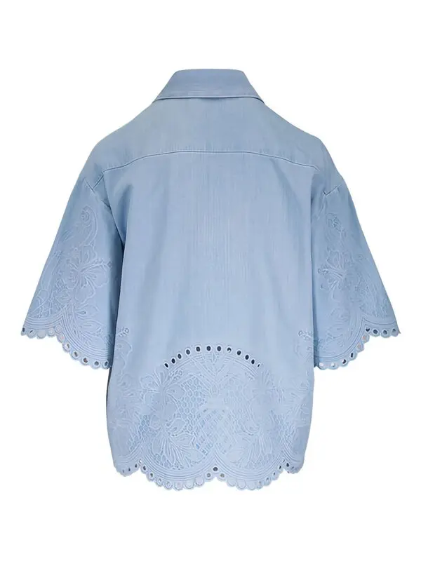 Zimmermann Daylight Denim Shirt With Floral Embroidery - Multicolor