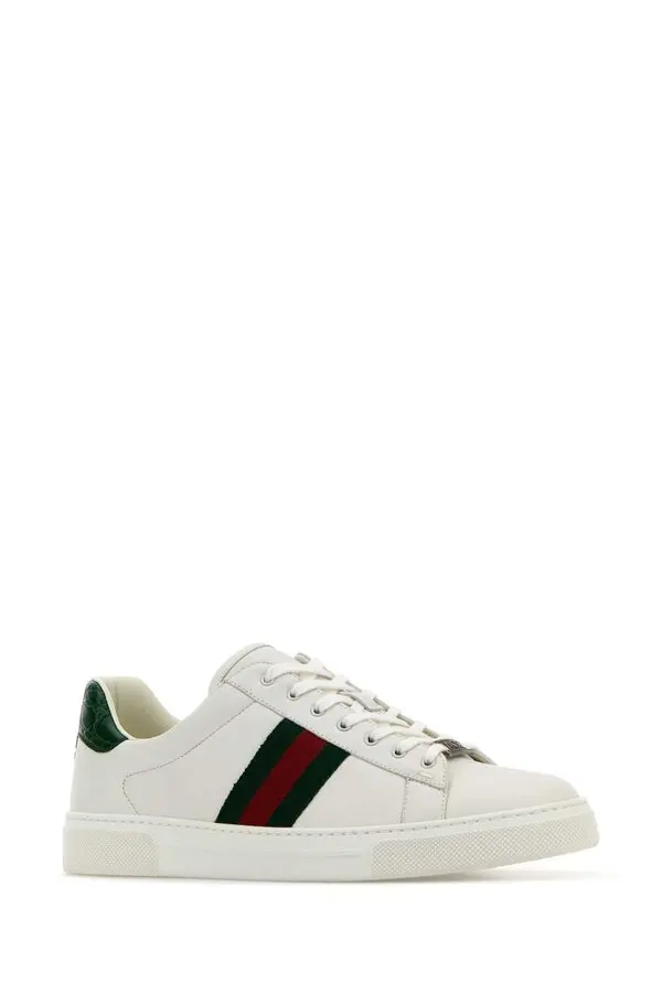 Gucci Calf Skin Leather Ace Sneakers - White