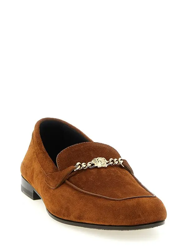 Versace Medusa Suede Slippers - Brown