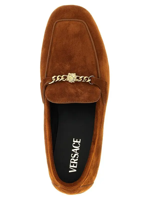 Versace Medusa Suede Slippers - Brown