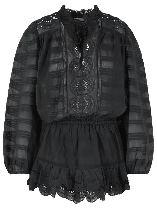 Isabel Marant Étoile Preya" Embroidered Cotton Dress - Black