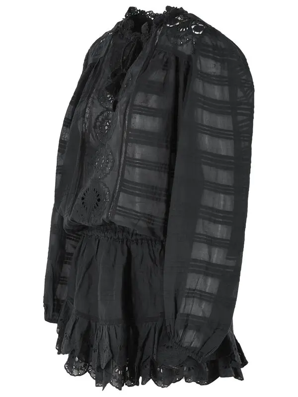 Isabel Marant Étoile Preya" Embroidered Cotton Dress - Black