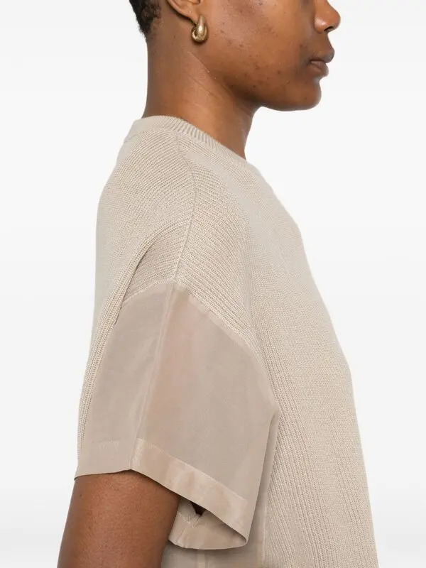 Brunello Cucinelli Ribbed Knit Cotton T-shirt