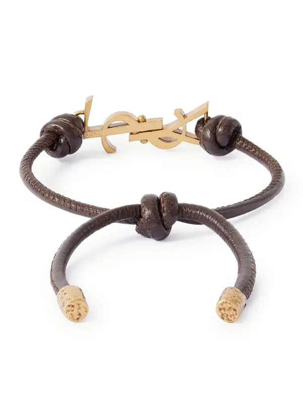 Saint Laurent Woven Nappa Bracelet With Logo Detail