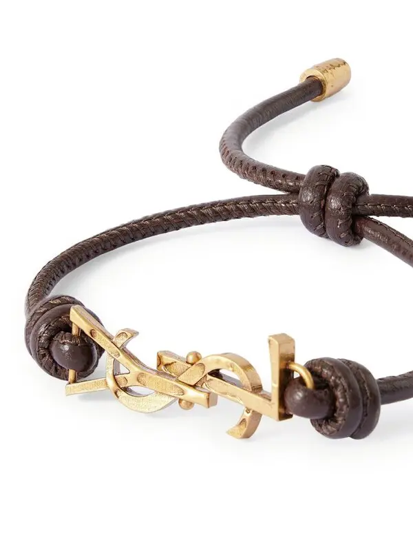 Saint Laurent Woven Nappa Bracelet With Logo Detail