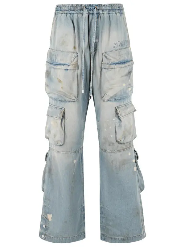 Amiri Light Cotton Cargo Jeans - Blue