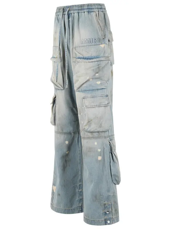 Amiri Light Cotton Cargo Jeans - Blue