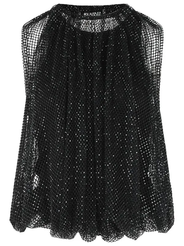 Sportmax Nodo Mesh Top With Crystals - Black