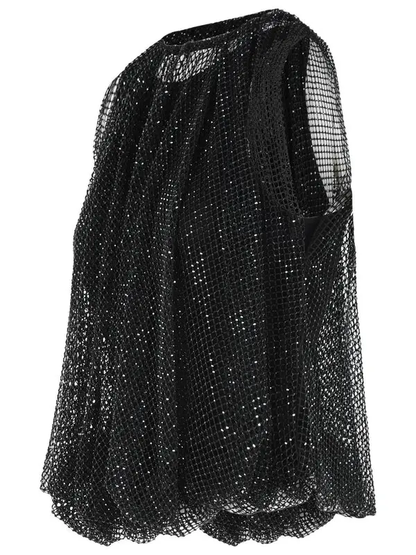 Sportmax Nodo Mesh Top With Crystals - Black