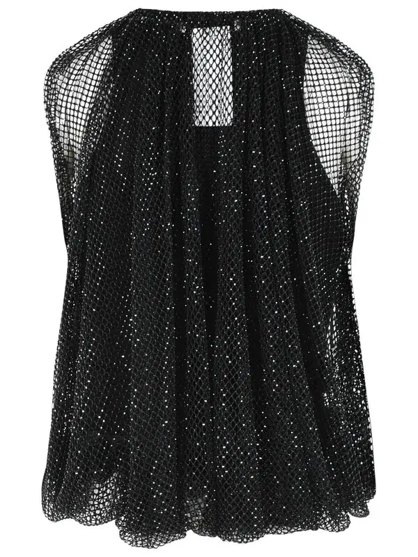 Sportmax Nodo Mesh Top With Crystals - Black