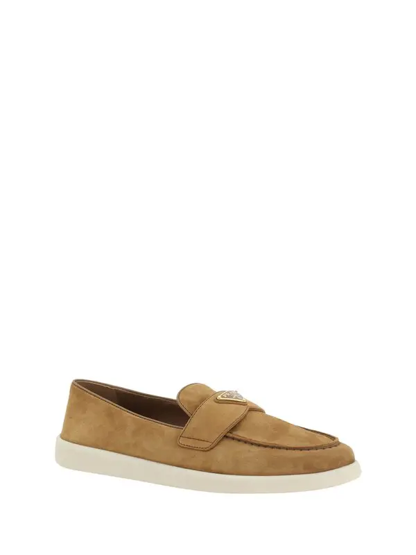 Prada Gathered Detail Leather Loafers - Brown
