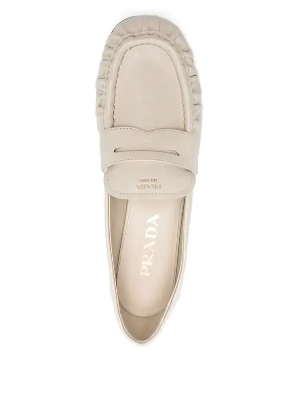 Prada Gathered Detail Leather Loafers - Multicolor
