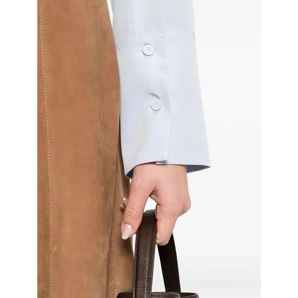 Max Mara Silk Button-front Shirt With Classic Collar - Blue