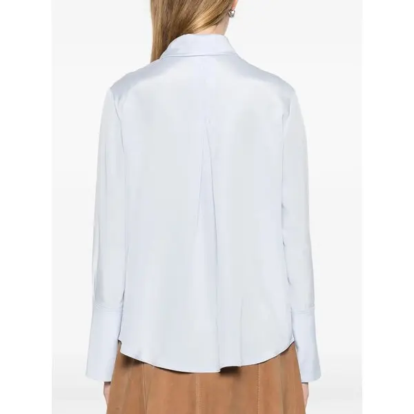 Max Mara Silk Button-front Shirt With Classic Collar - Blue