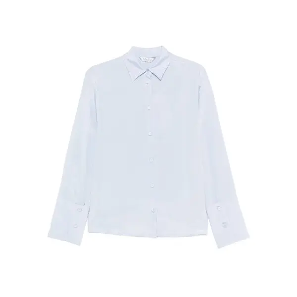 Max Mara Silk Button-front Shirt With Classic Collar - Blue