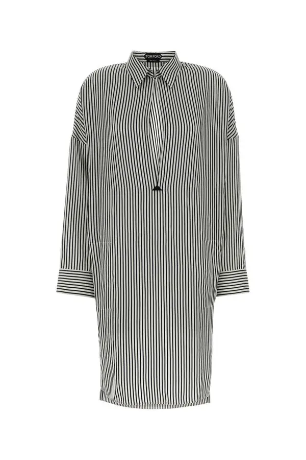TOM FORD Embroidered Silk Shirt Dress - Multicolor