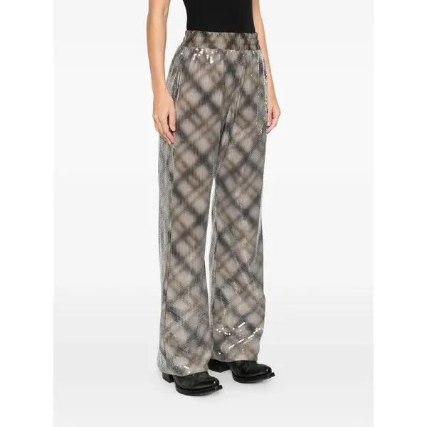 DIESEL® Palazzo Pants With Sequined Plaid Pattern