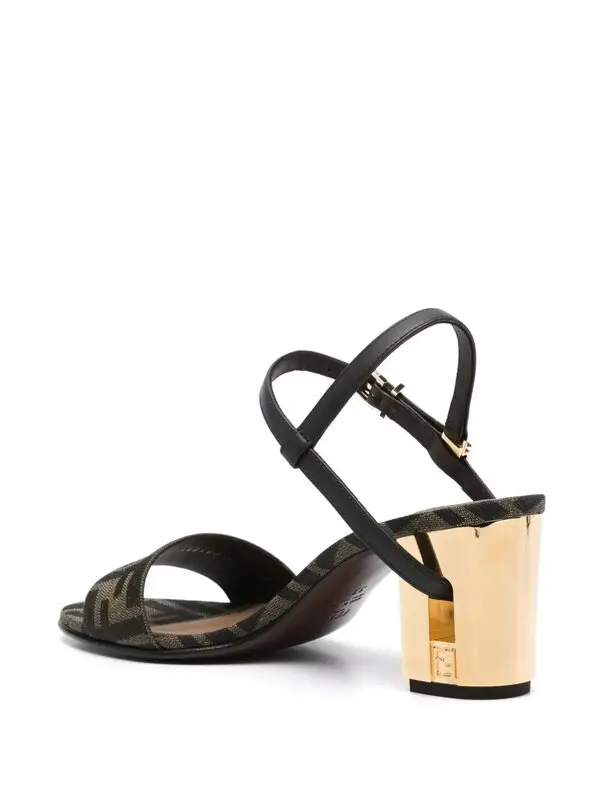 Fendi Ff Jacquard Medium-heeled Delfina Sandals - Brown