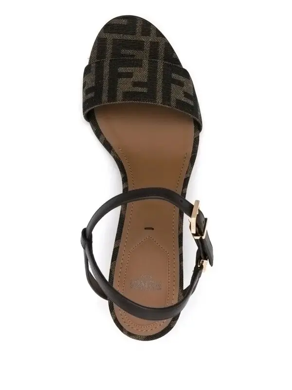 Fendi Ff Jacquard Medium-heeled Delfina Sandals - Brown