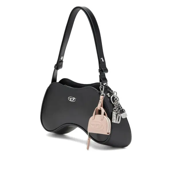 DIESEL® Light Embossed Logo Top Handle Zip Closure Keychain - Pink