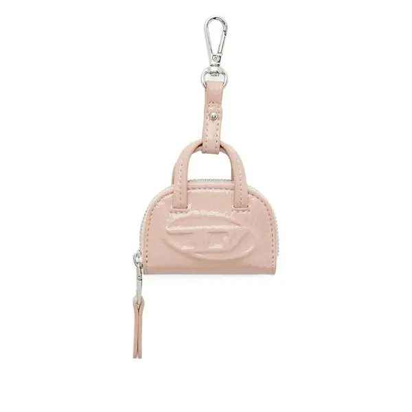DIESEL® Light Embossed Logo Top Handle Zip Closure Keychain - Pink