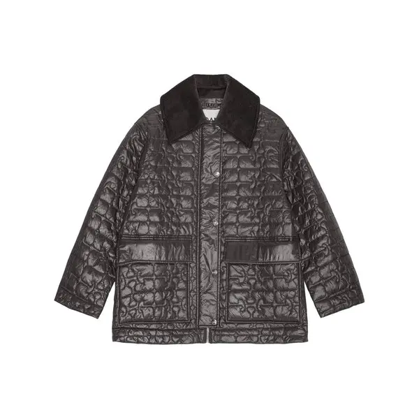 GANNI Quilted Puffer Jacket With Contrasting Collar