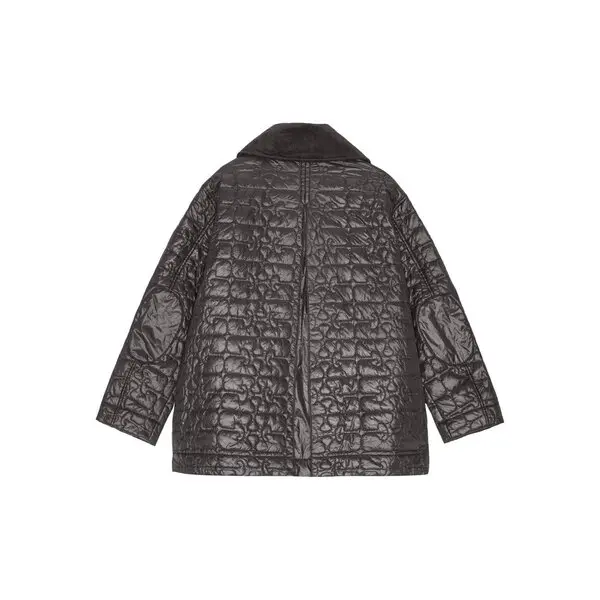 GANNI Quilted Puffer Jacket With Contrasting Collar