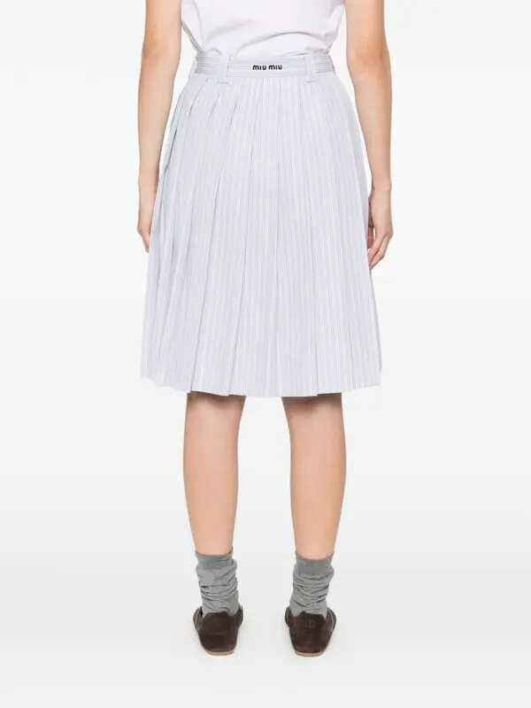 Miu Miu Cotton Midi Skirt With Pleated Design