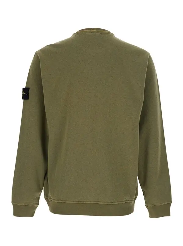 Stone Island Crewneck Sweatshirt With Dropped Shoulders And Logo Patch - Green