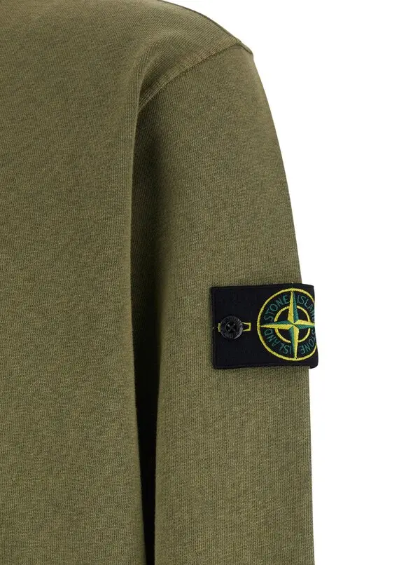 Stone Island Crewneck Sweatshirt With Dropped Shoulders And Logo Patch - Green