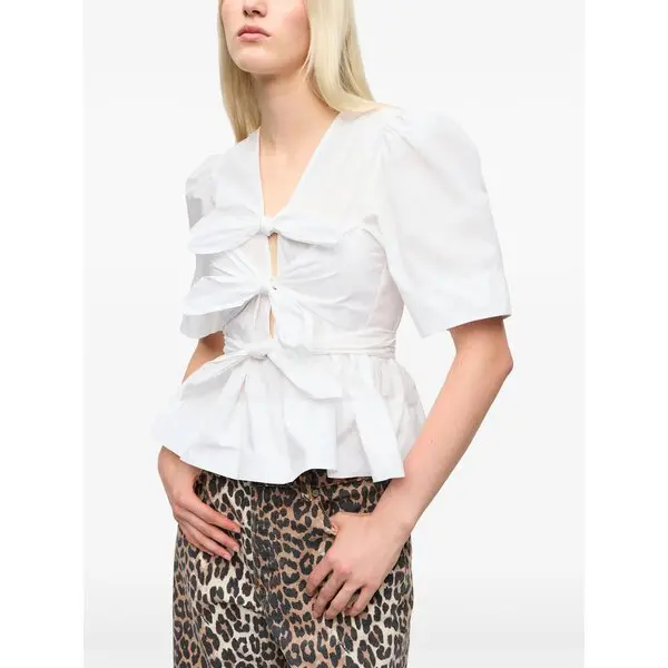 GANNI Cotton Blend Peplum Blouse