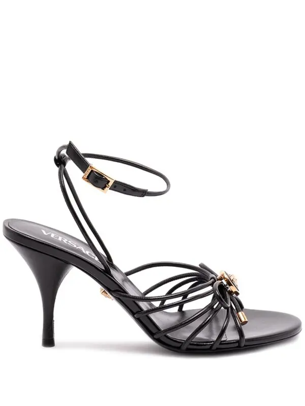 Versace Opera Bow Leather Heel Sandals