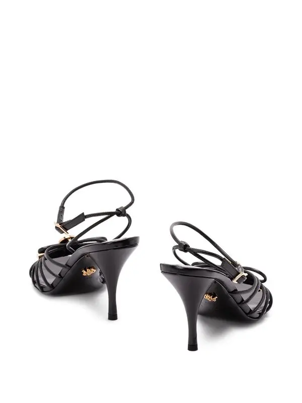 Versace Opera Bow Leather Heel Sandals