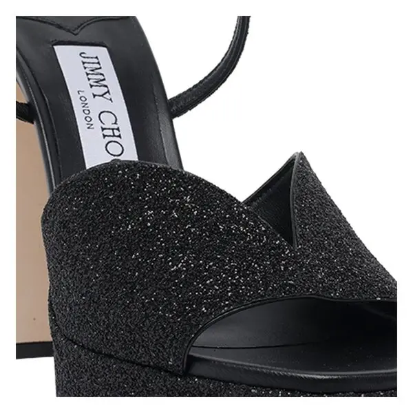 JIMMY CHOO Karli Glittered Platform Sandals With Rhinestones - Black